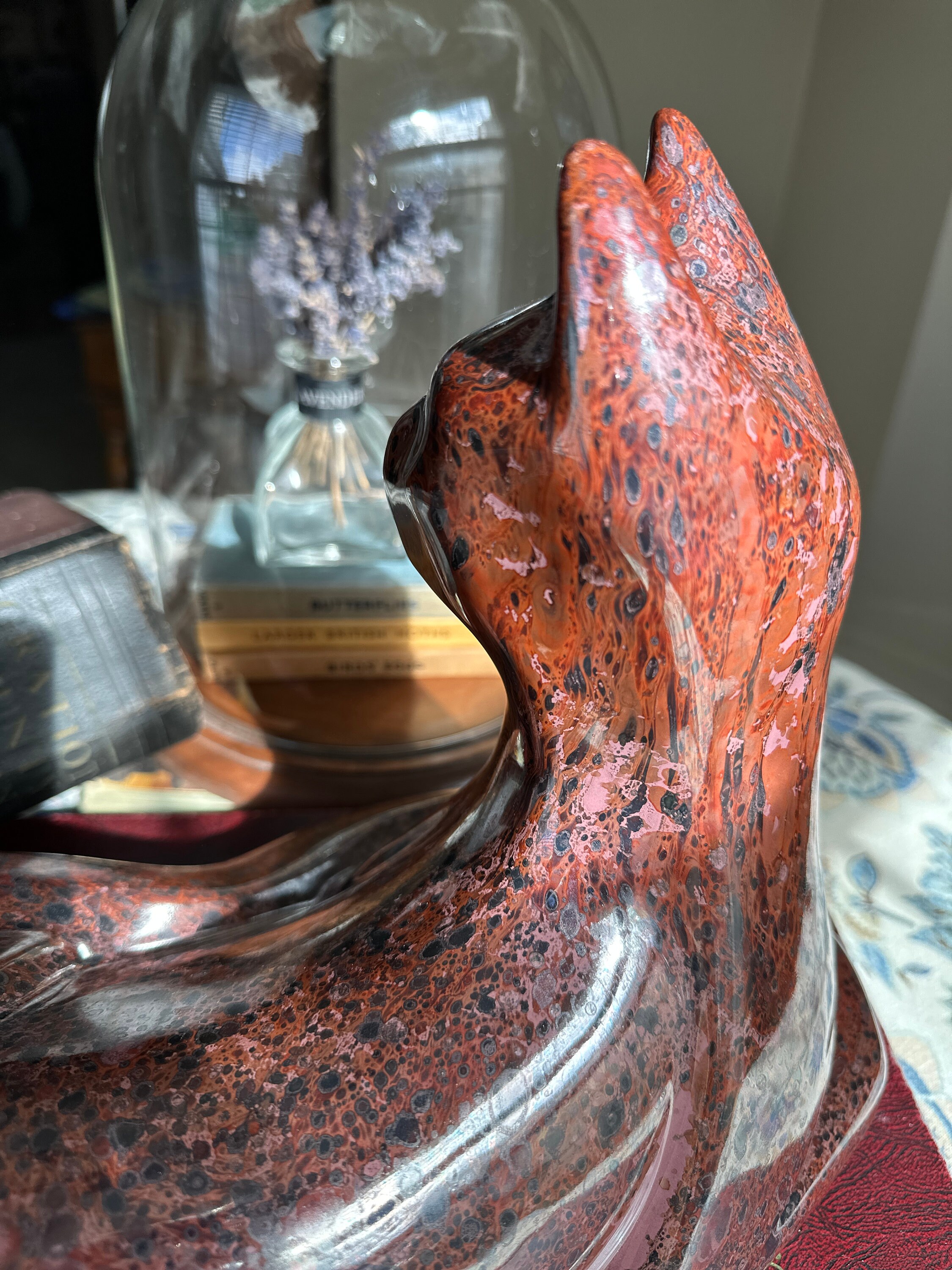 Royal Haeger Cat Statue Burgundy Brown With Drip Glaze Large Ceramic ...