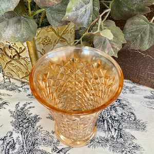 Vintage Carnival Marigold Vase Indiana Glass Diamond Pattern Luster ...
