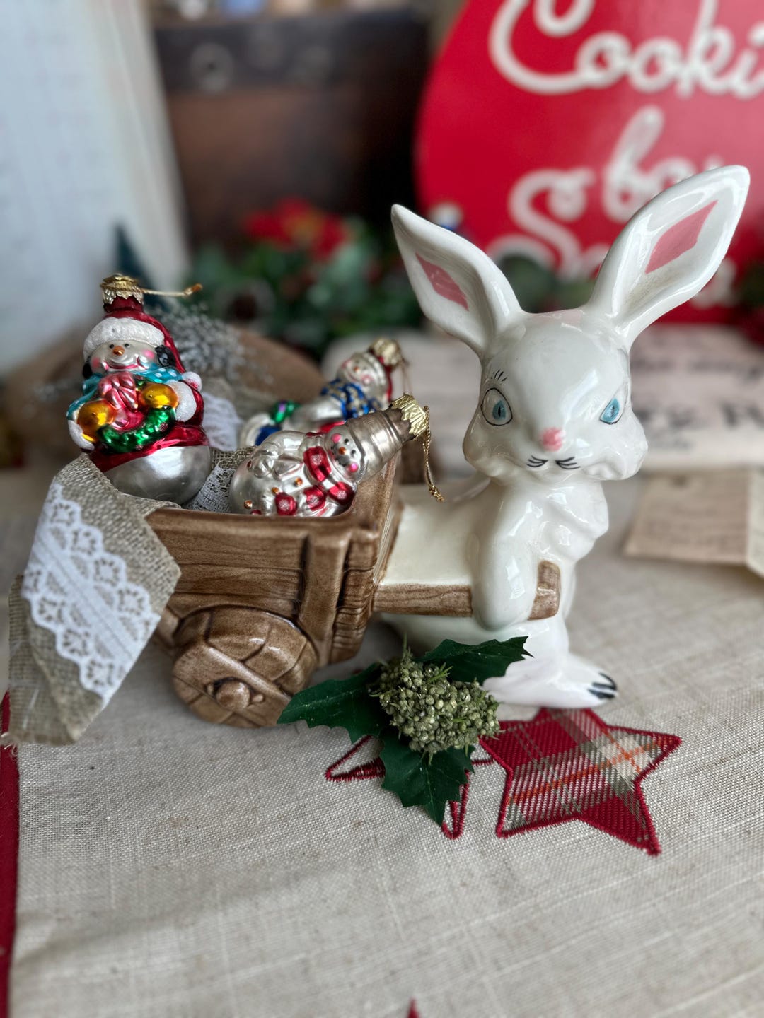 Vintage Ceramic Rabbit Pulling Cart Planter Kitschy Decor - Etsy