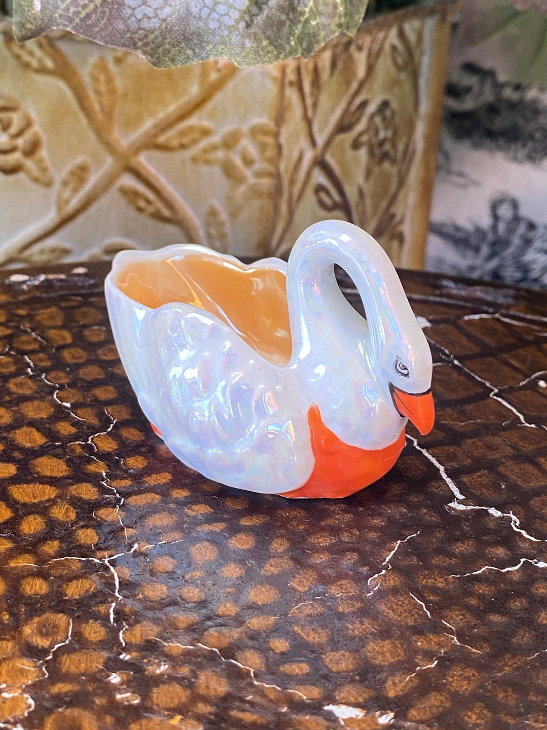 Noritake M Swan Salt Cellar Porcelain Lusterware 1920s to 1940s Japan ...