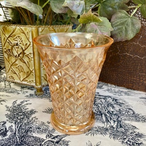 Vintage Carnival Marigold Vase Indiana Glass Diamond Pattern Luster ...