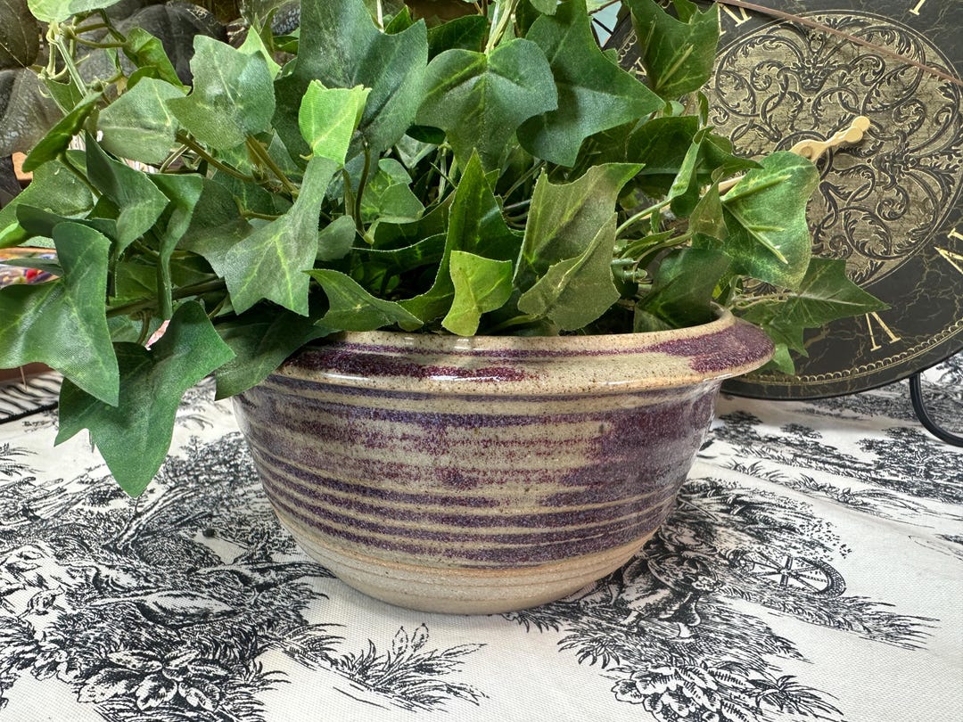 Studio Art Pottery Unique Purple Bowl Unique Nebula Glaze Stamped - Etsy