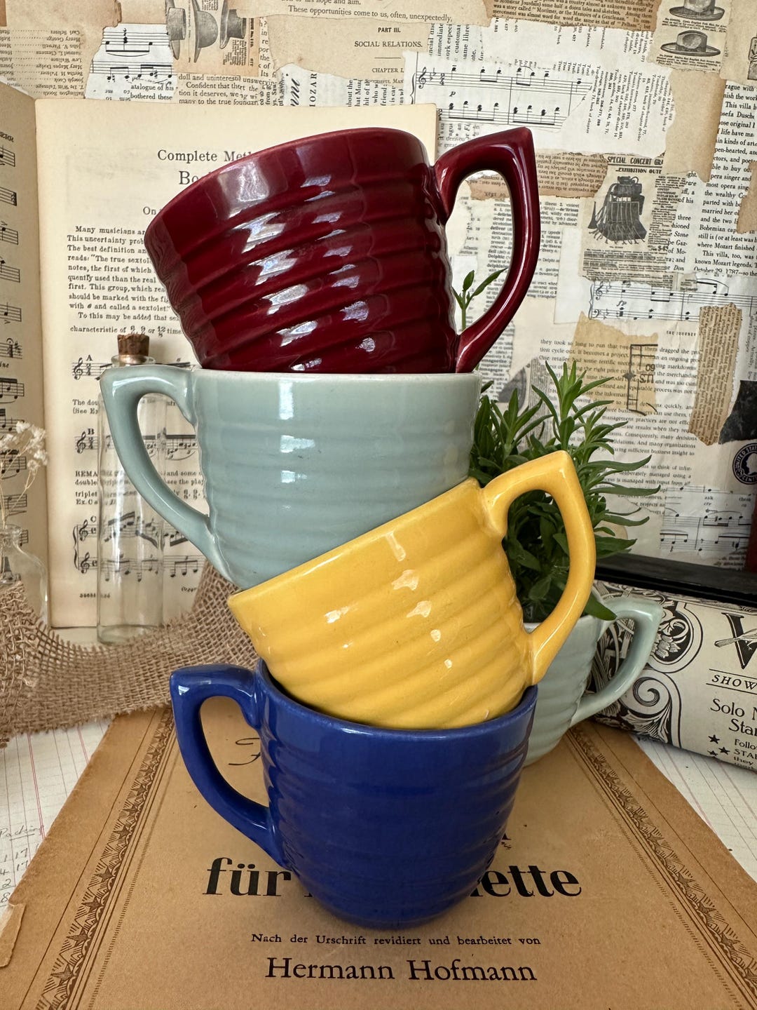 Set of 5 Bauer Ringware Colored Coffee Cups Mugs MCM Design - Etsy