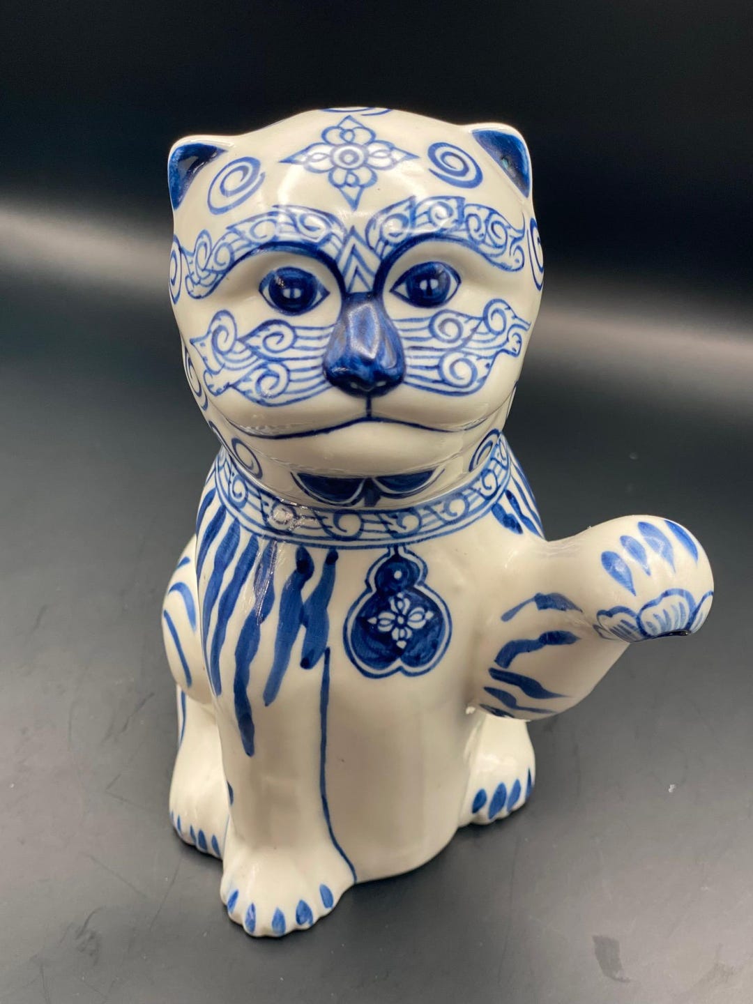 Blue and White Tribal Cat Teapot Made in Thailand Collectible Ceramic ...