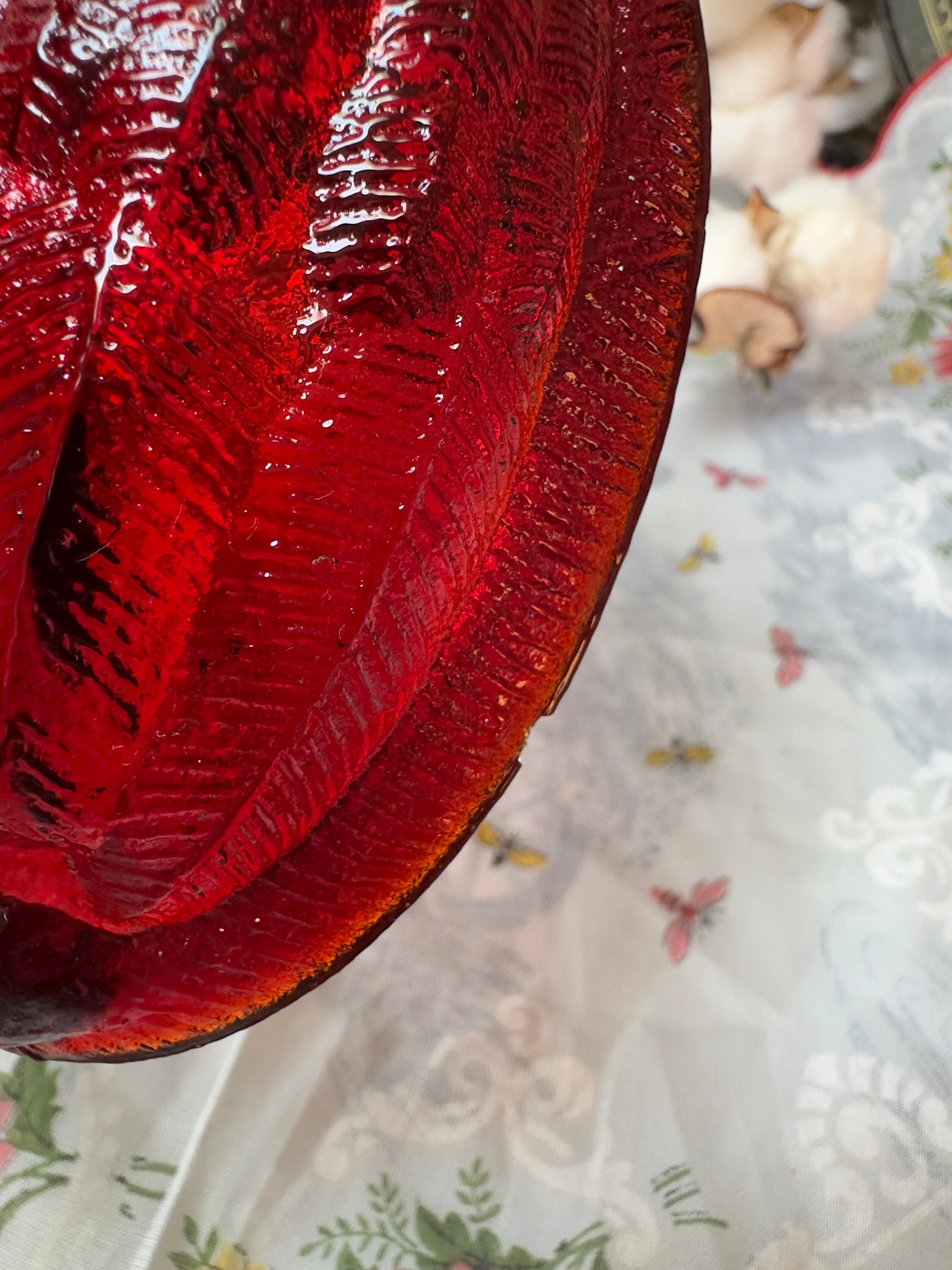 Rare Ruby Red Amberina Glass HON Hen on Nest Split Tail L.E. Smith ...