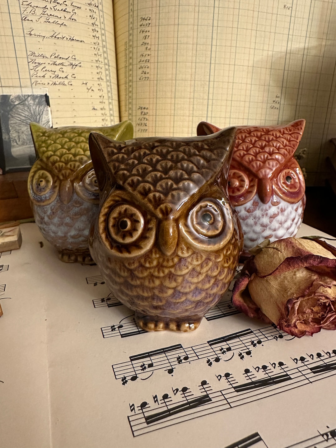 Set of 3 Owls Ceramic Owl Figures - Etsy