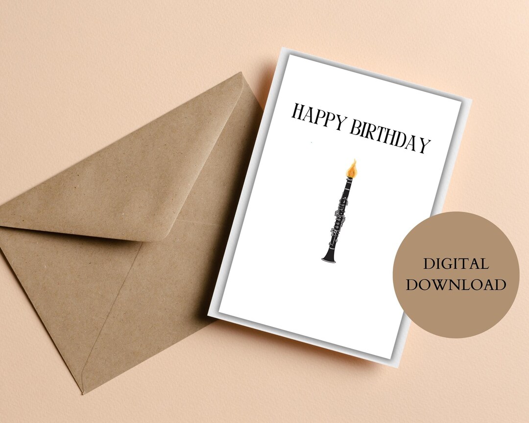 Clarinet Birthday Card Digital Download Printable Instrumentalist ...