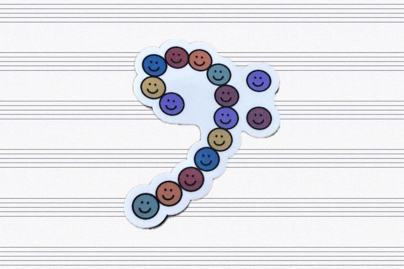 Bass Clef Smiley Music Sticker for Water Bottle Laptop Band Orchestra ...