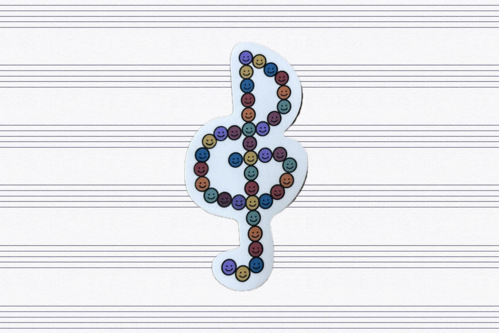 Treble Clef Smiley Music Sticker for Waterbottle or Laptop Band ...