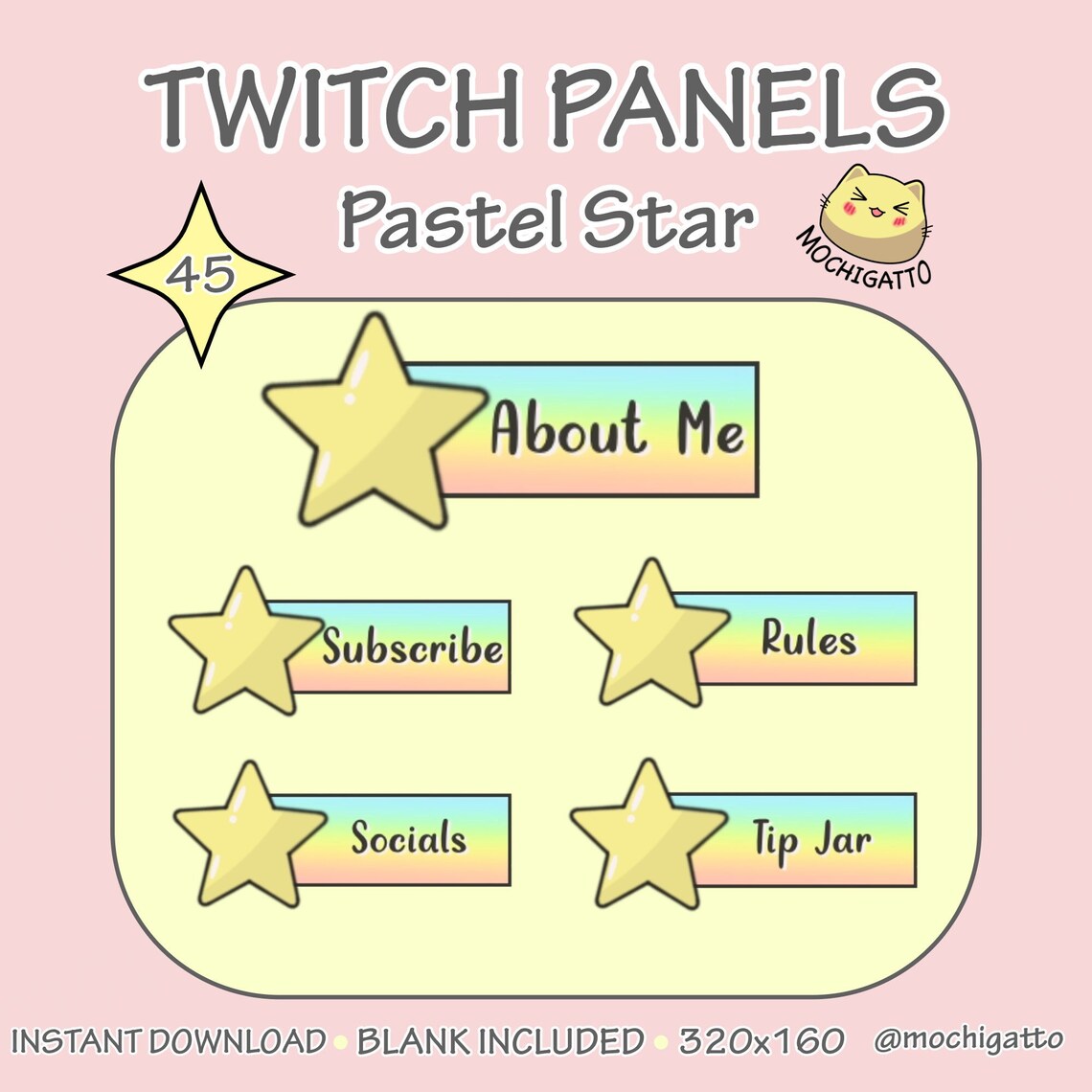 45 Pastel Star Twitch Panels | Twitch Panels Rainbow | Twitch Stream | Cute Star Twitch Pack ...