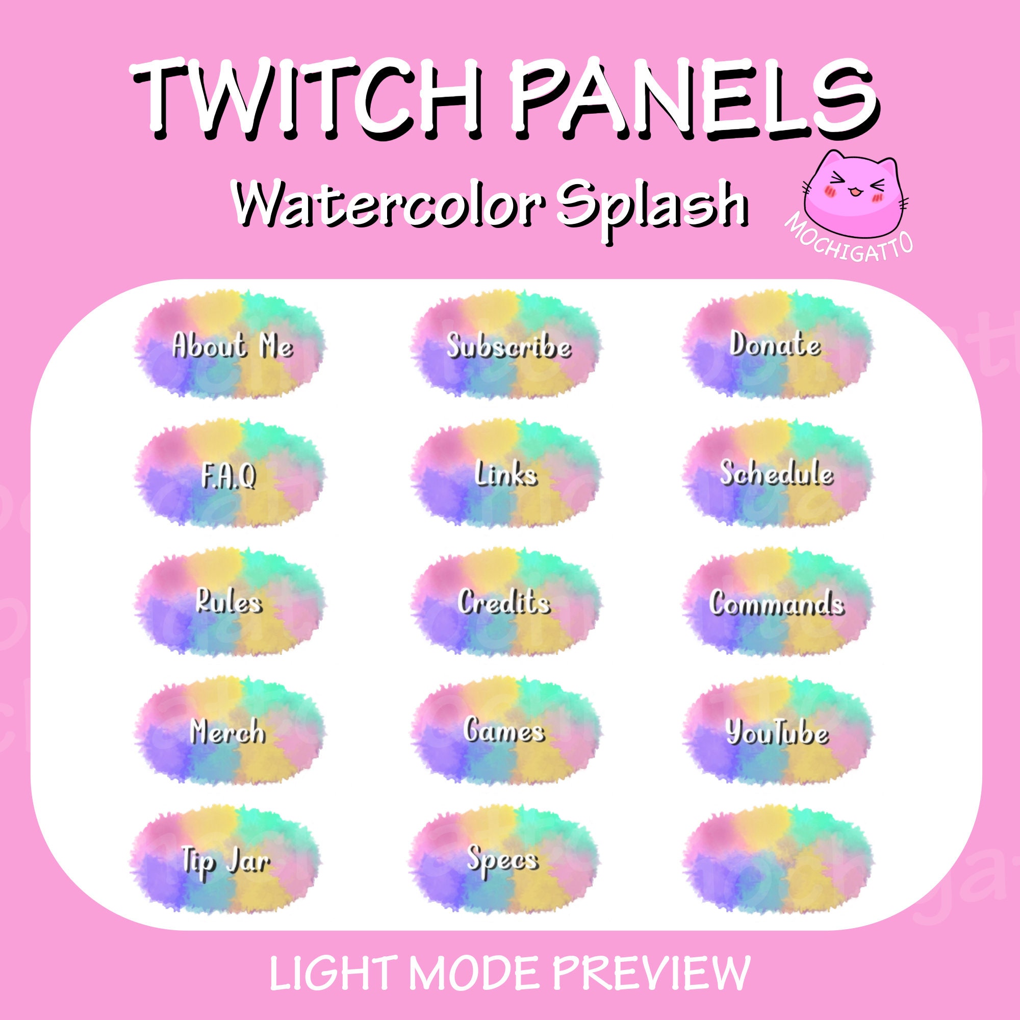 45 Watercolor Splash Twitch Panels | Twitch Panels Colorful | Twitch ...