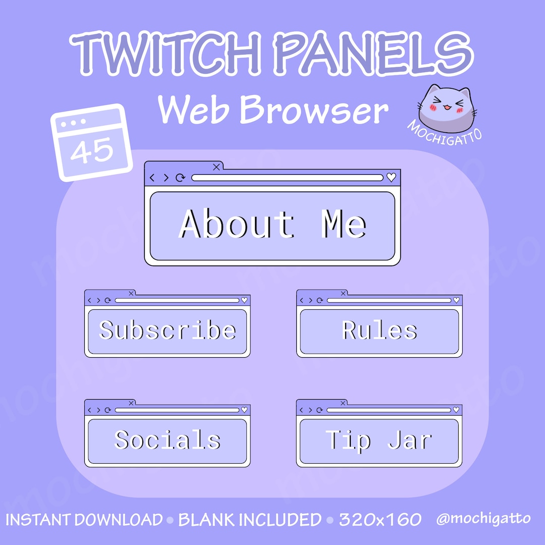 45 Web Browser Twitch Panels Twitch Panels Minimalist Streaming Assets ...
