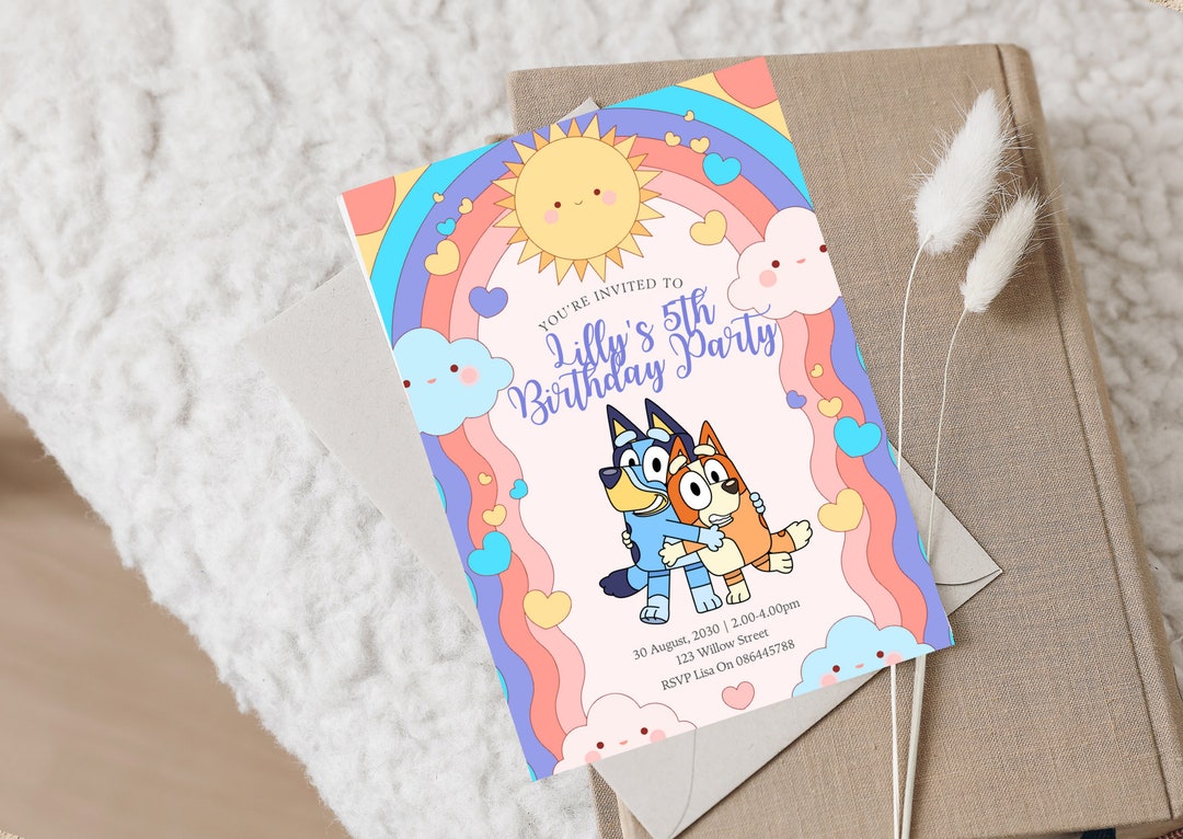 Personalised Physical Bluey Bingo Rainbow Retro Birthday Party ...