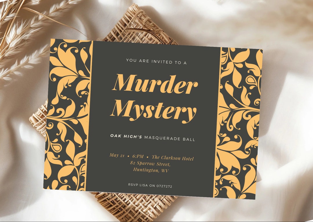 Physical Personalised Murder Mystery, Dinner Party Even Birthday Invite ...