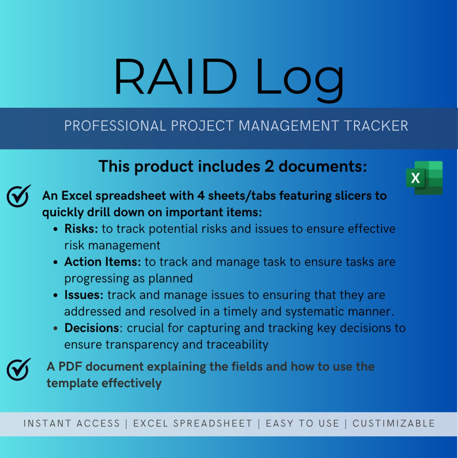 Project Management RAID Log Risk Log Actions Log Issues Log Decisions ...