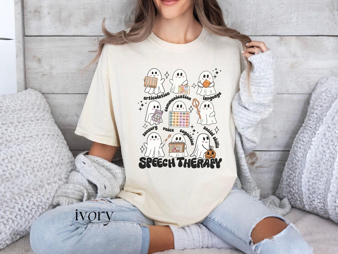 Cute Ghost Speech Therapy Comfort Colors®shirt for SLP, Retro Groovy ...