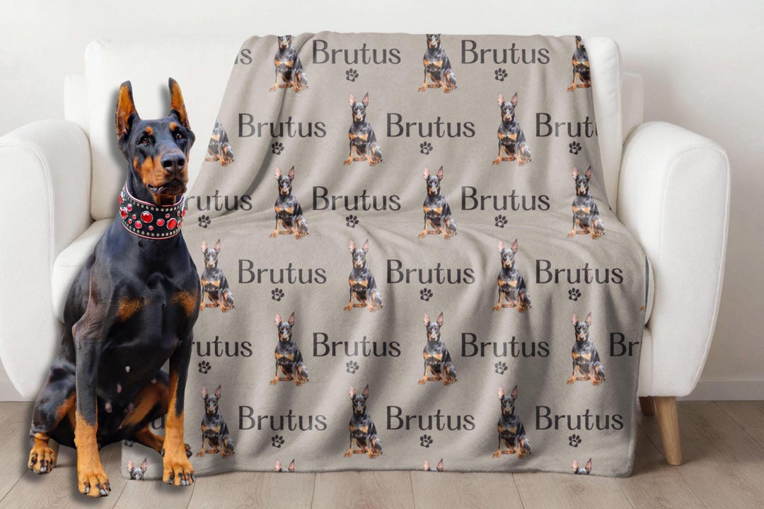 Custom Dobie Dog Blanket ,dog Name Blanket, Personalized Pet Blanket ...