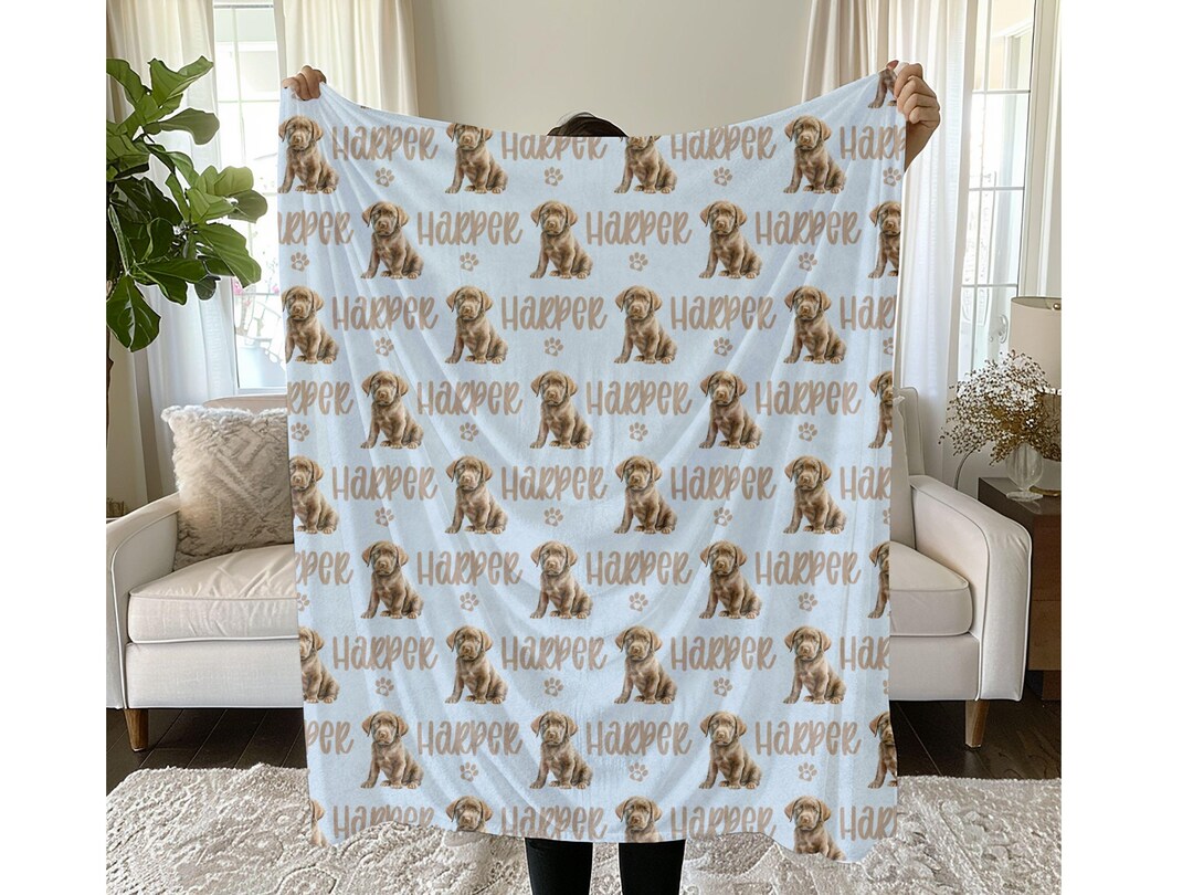 Custom Labrador Dog Blanket, Lab Dog Name Blanket, Black Lab Blanket ...