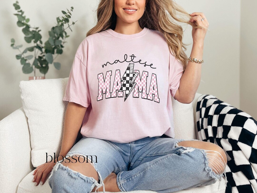 Maltese Shirt, Comfort Colors® Vintage Distressed Checkered Retro Tee ...