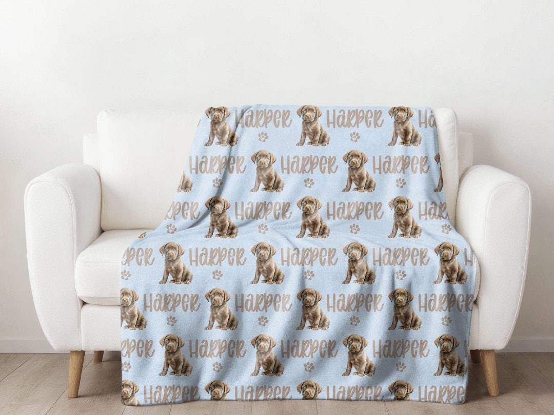 Custom Labrador Dog Blanket, Lab Dog Name Blanket, Black Lab Blanket ...