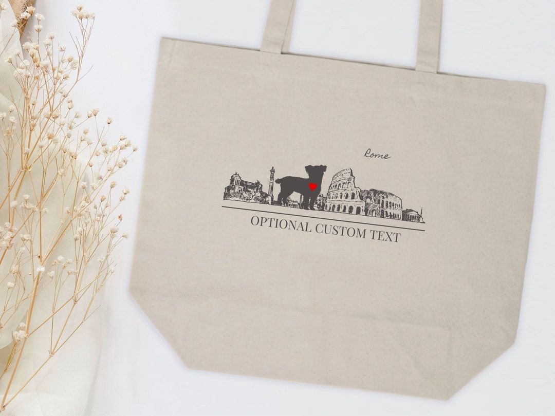 Custom Rome Large Tote Bag, Skyline Print,canvas Tote, Maltese, City ...