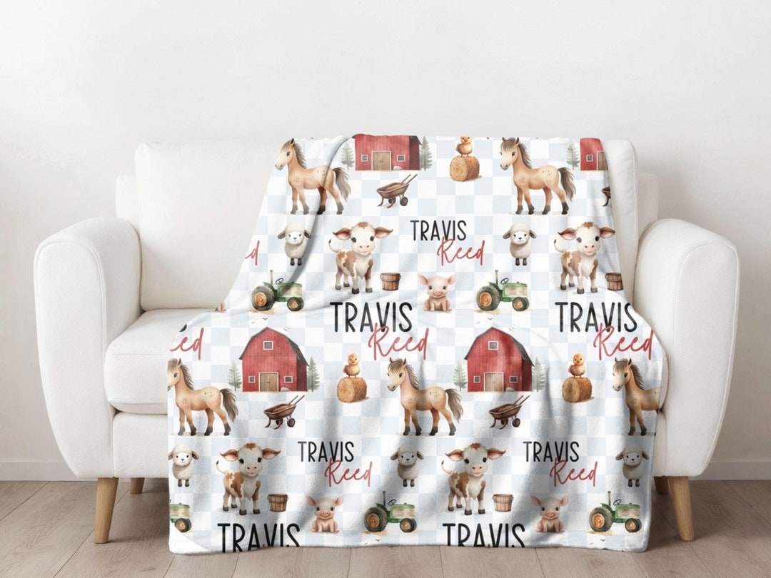 Child's Personalized Farm Animal Blanket, Farm Animal Custom Blanket ...