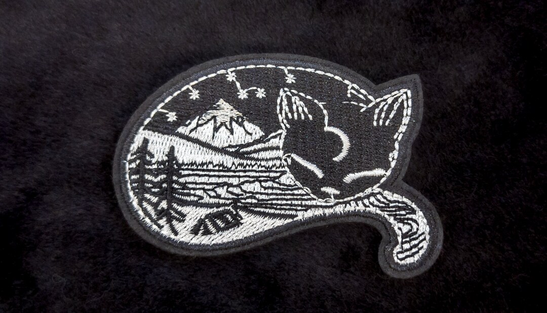 Sleeping Cat Black and White Patch - Etsy