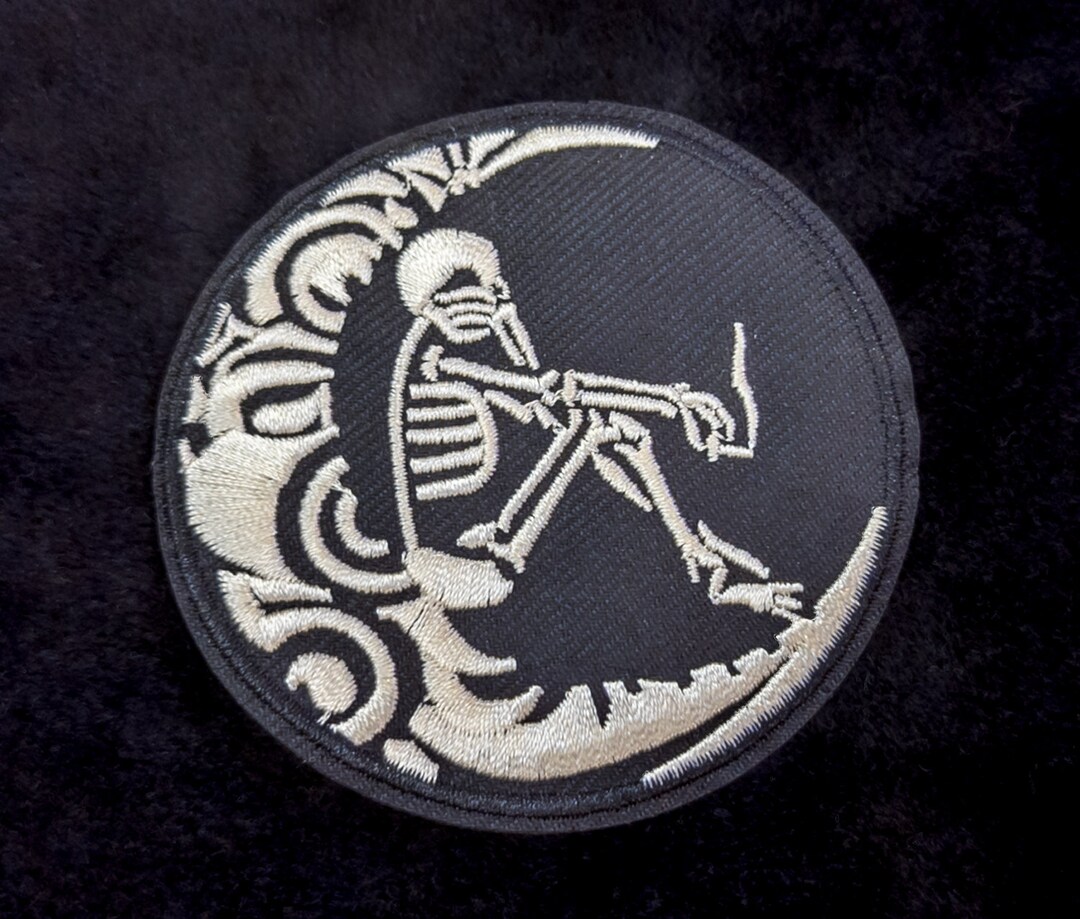 Skeleton and Moon Black and White Patch - Etsy