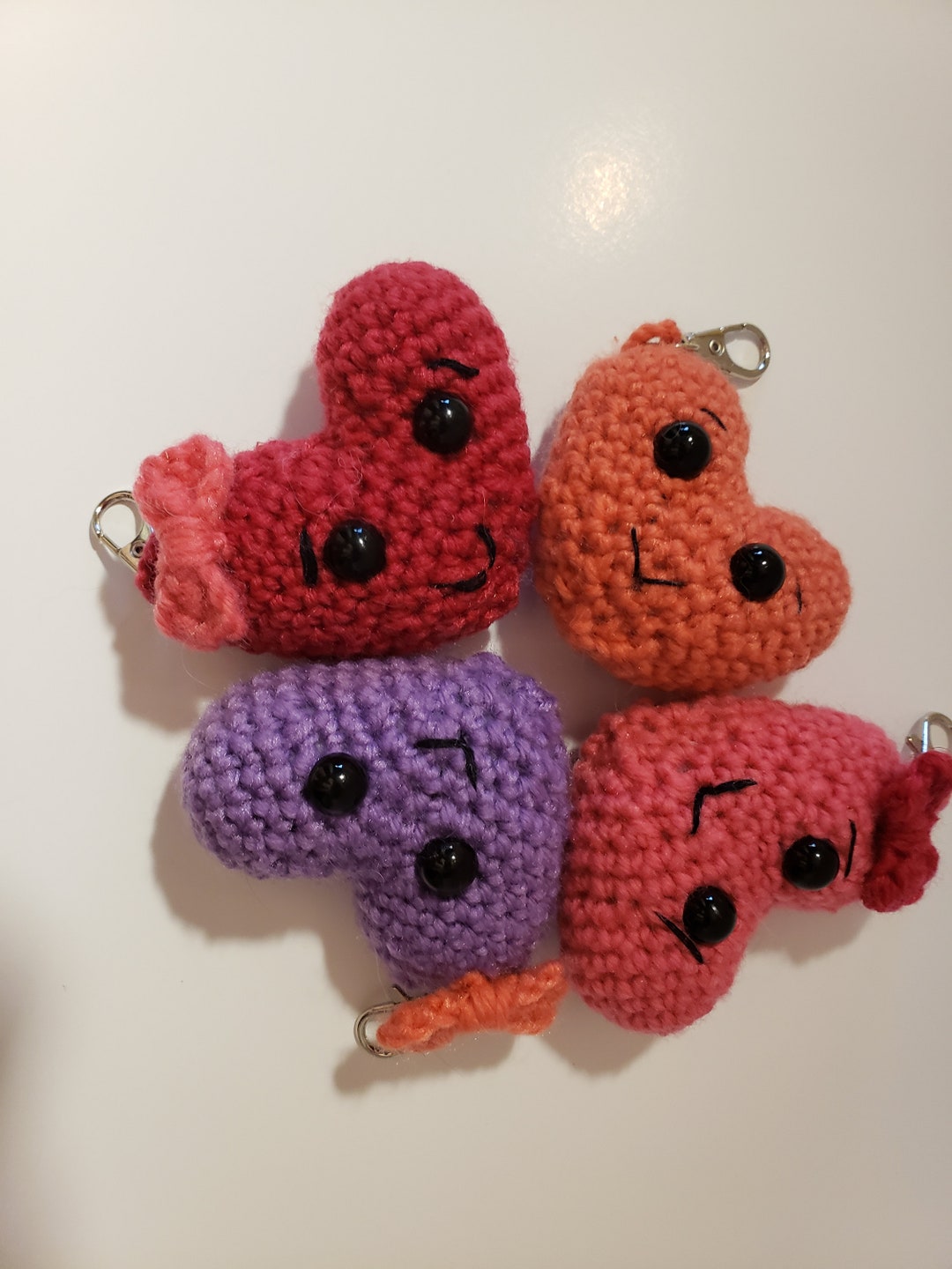 Puffy Heart Keychains - Etsy