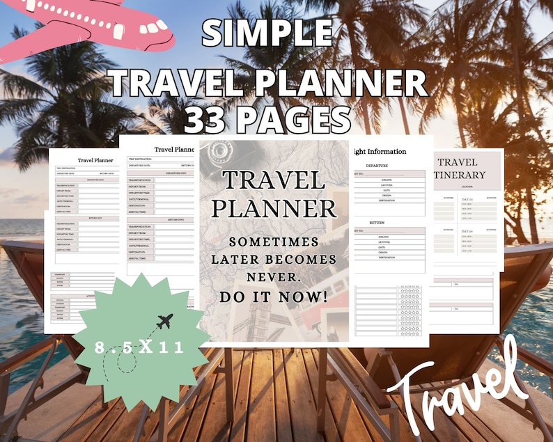 33-page Travel Planner Printable Bundle: Trip Itinerary, Journal ...