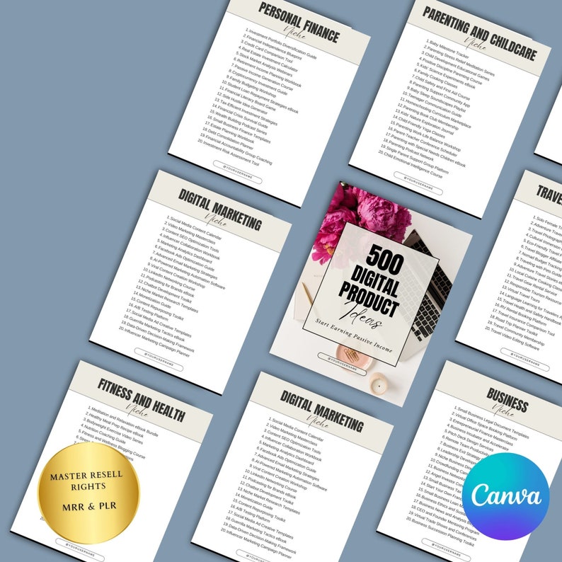 500 Passive Income Digital Product Ideas: MRR PLR Canva Templates - Etsy