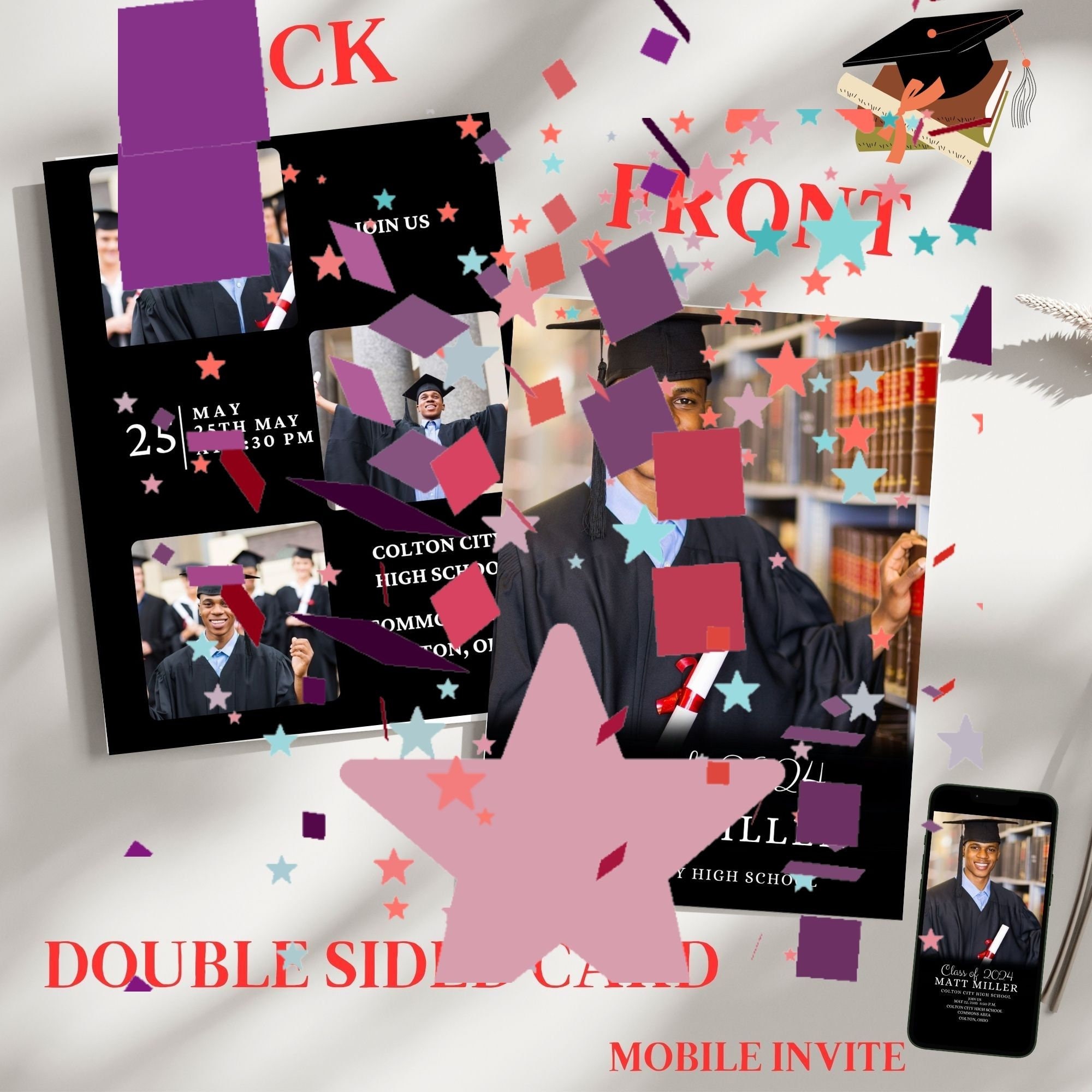 Modern Graduation Invitation Template 2024 Editable Invite With Picture ...