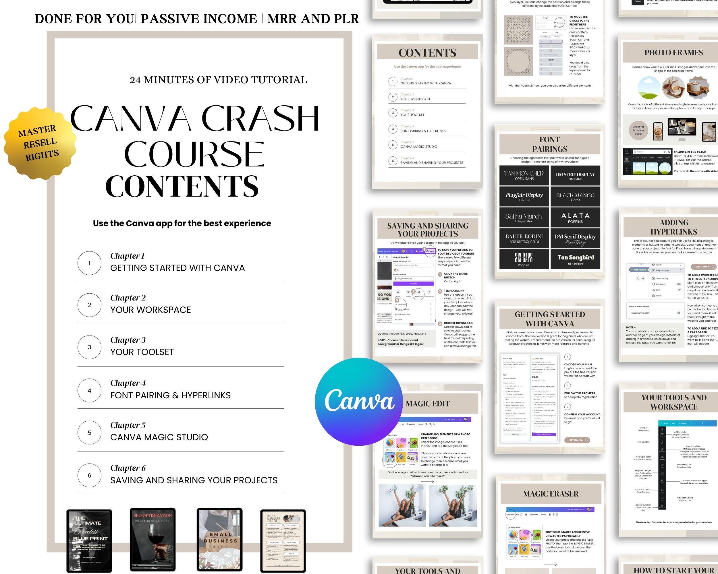 Canva Crash Course: PLR/MRR Digital Product Templates (PDF) - Etsy