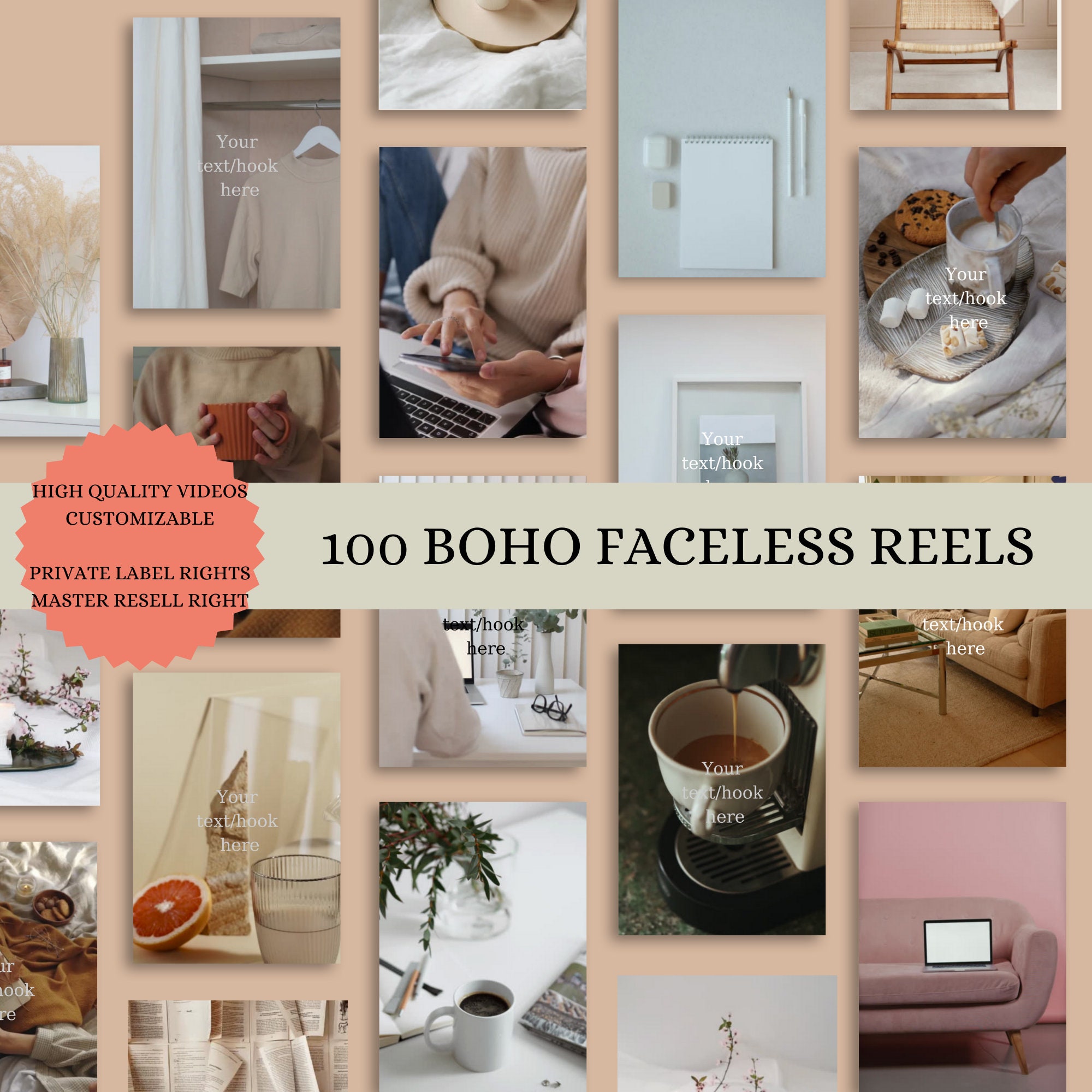 100 Faceless Boho Light Cream Aesthetic Instagram Tik Tok Reels Videos ...
