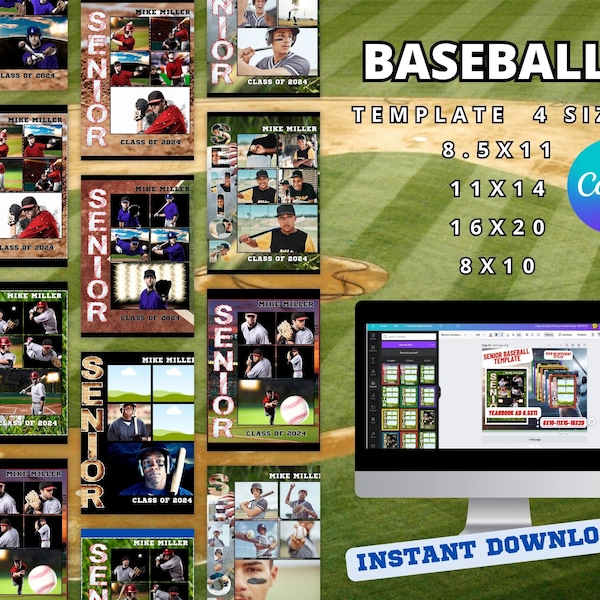 Yearbook Baseball Template - Etsy
