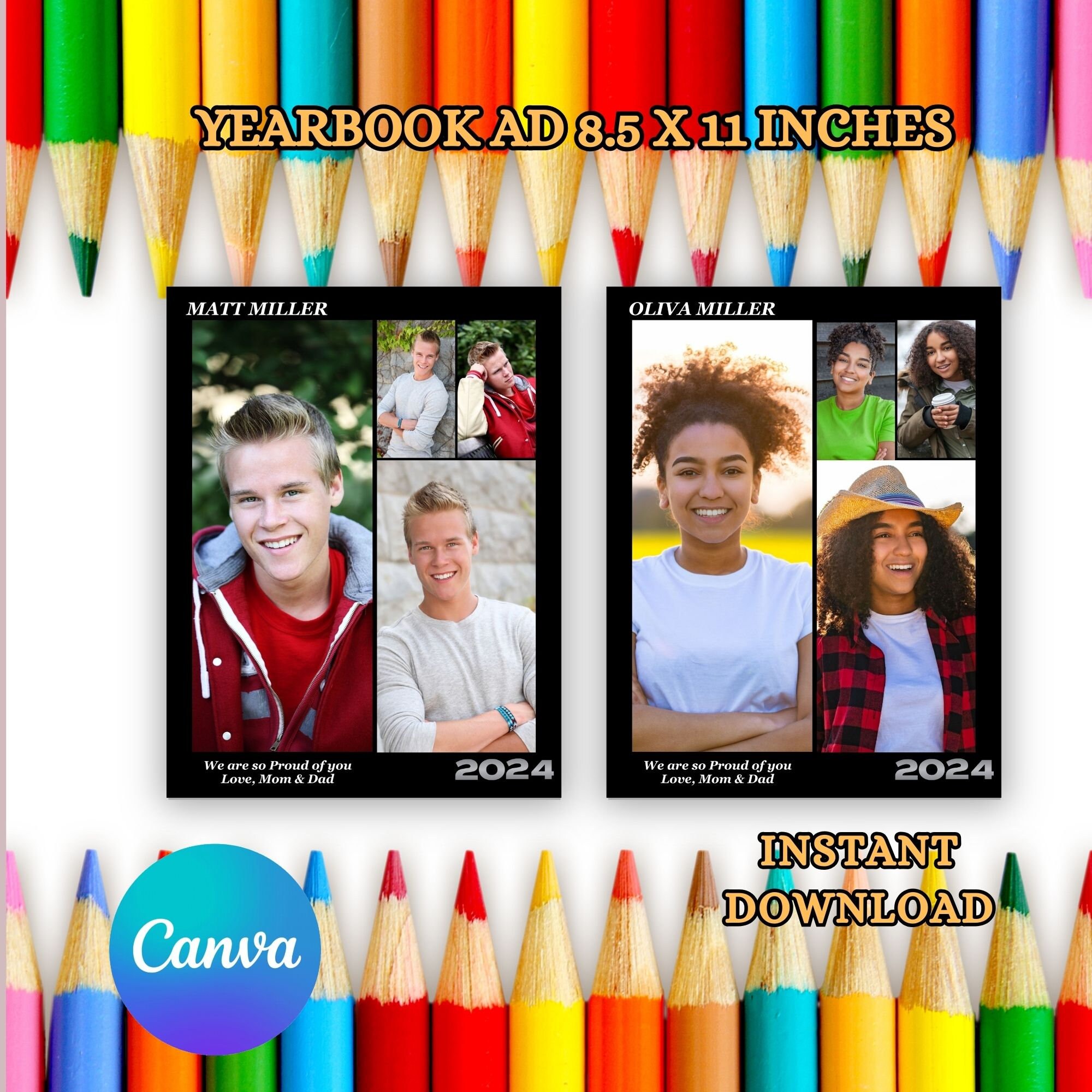 Yearbook AD Template, Senior & High School Graduation, Grad ...