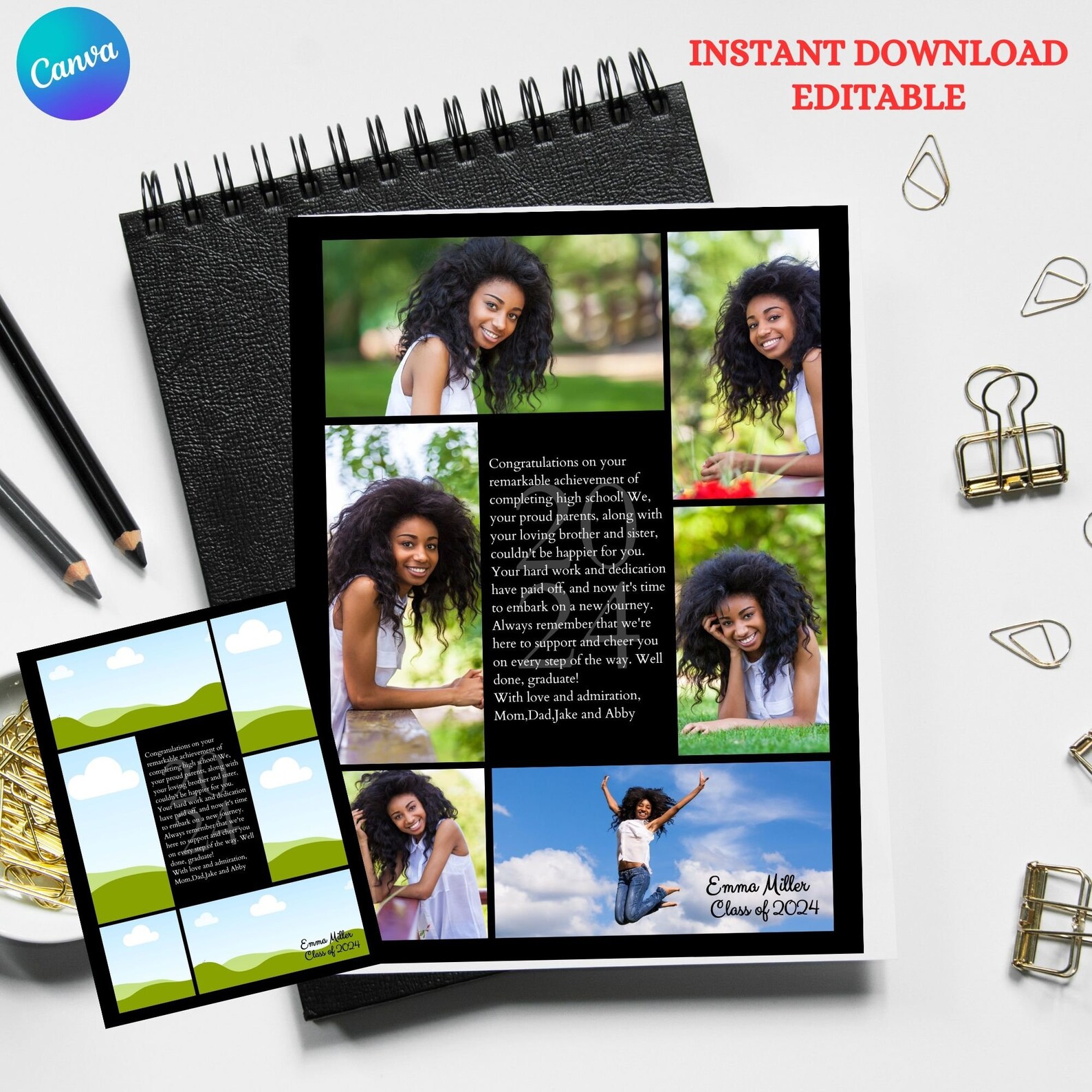 Graduation YEARBOOK AD Template, Senior Ad ,edit With CANVA, Full Page ...