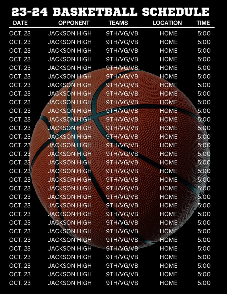 Editable Basketball Schedule Template DIY Canva Basketball Schedule ...