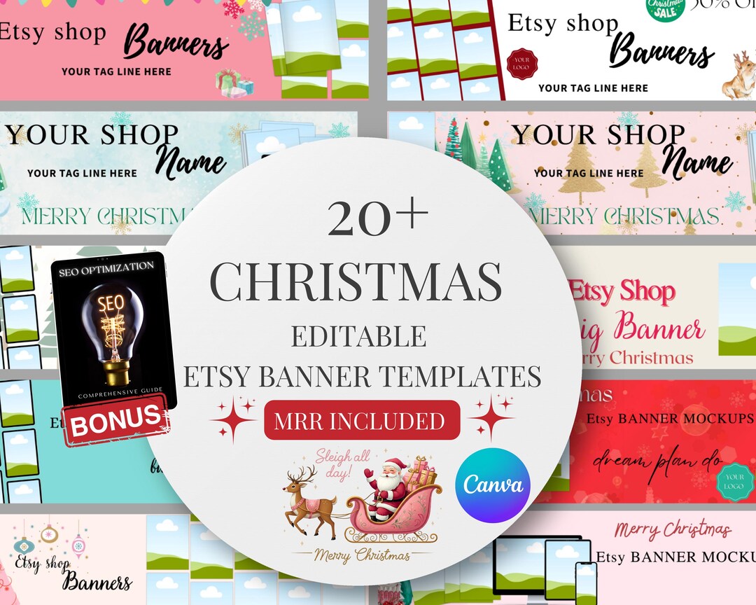 Christmas Etsy Shop Banners: Canva Templates With MRR (digital Download ...