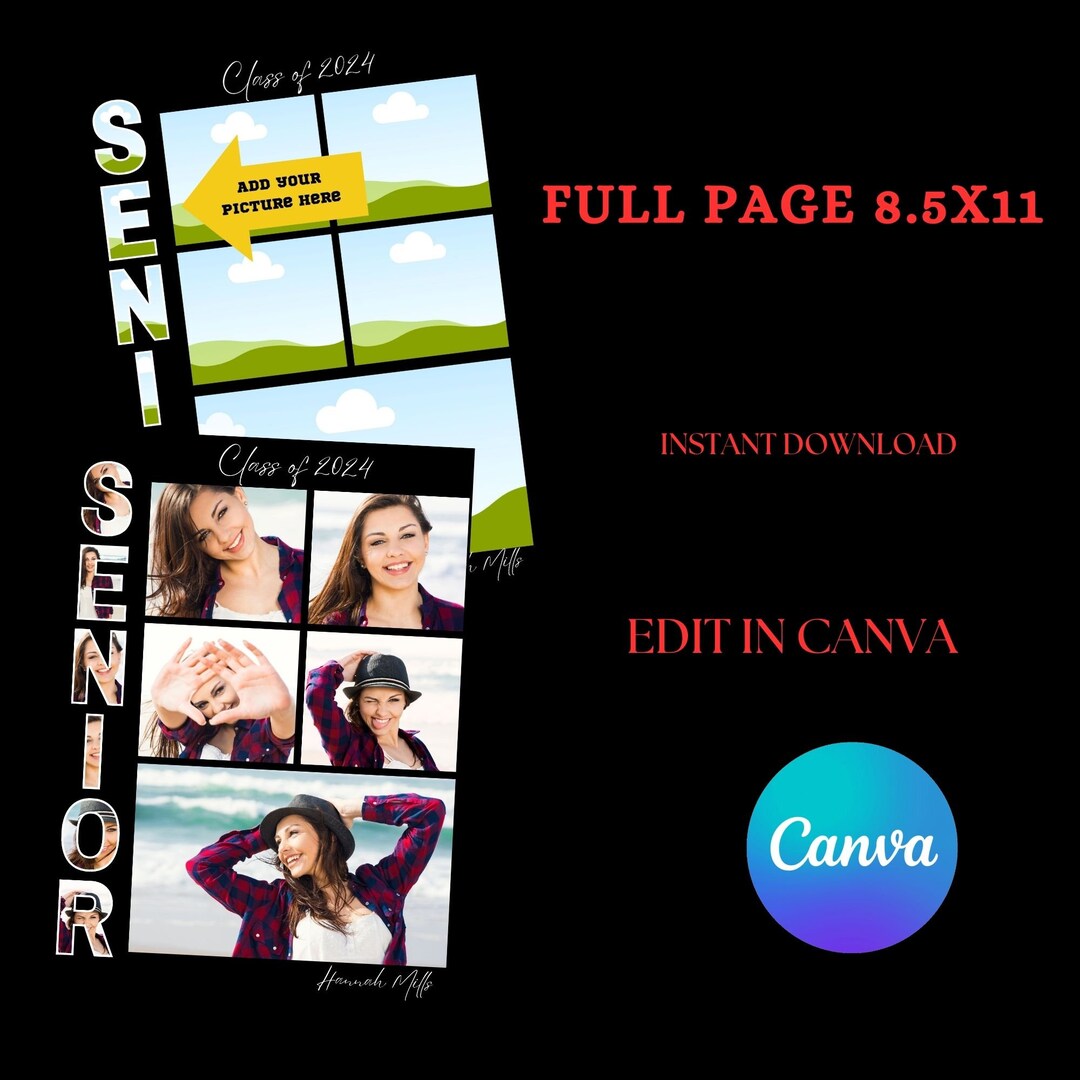 YEARBOOK AD Template, Edit With CANVA, Full Page, Editable Layout ...