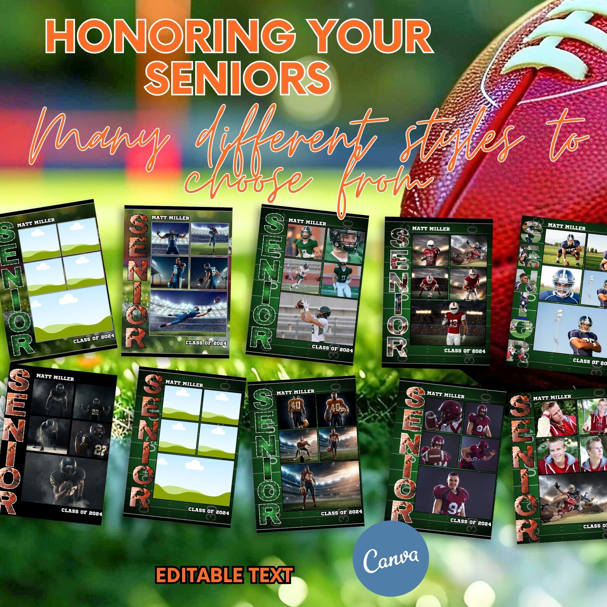 Football Poster Template Banner Senior Homecoming Banner Football Sport ...