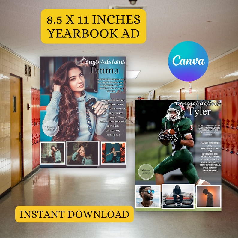 Senior Yearbook Ad Template: Minimalist Full Page (canva Edit) - Etsy
