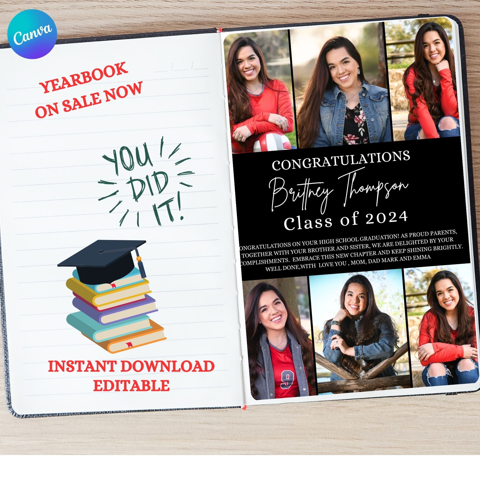 YEARBOOK AD Template, Graduation Ad ,edit With CANVA, Full Page ...
