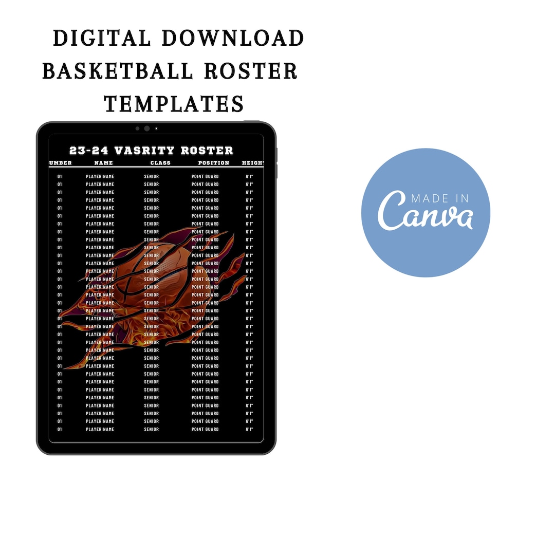 Basketball Team Roster Canva Template (Instant Download) - Etsy