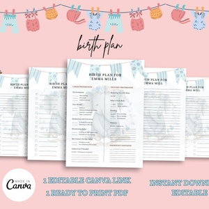 Editable Birth Plan Template | Printable Birthing Plan | Labour and ...