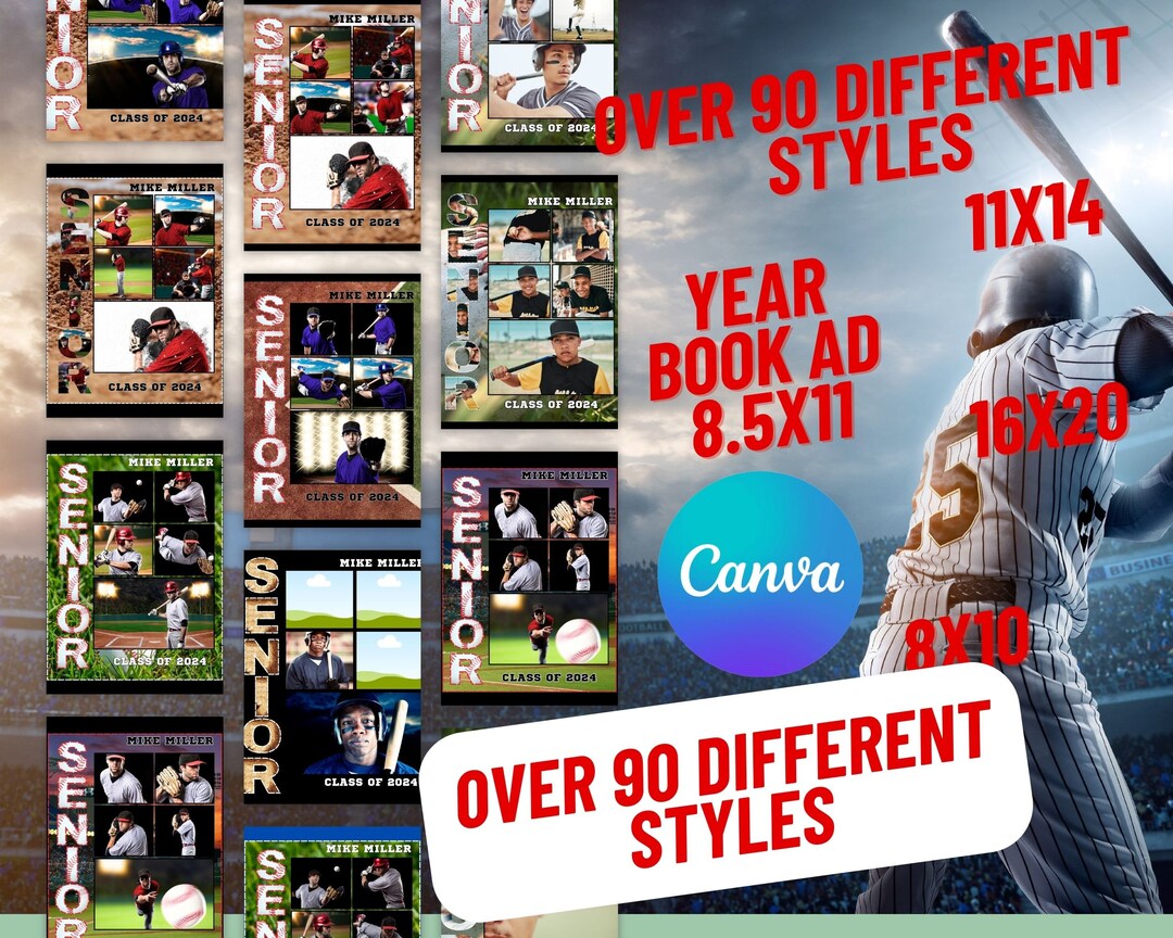 Customizable Senior Baseball Poster Template: Photo Collage (canva.com ...