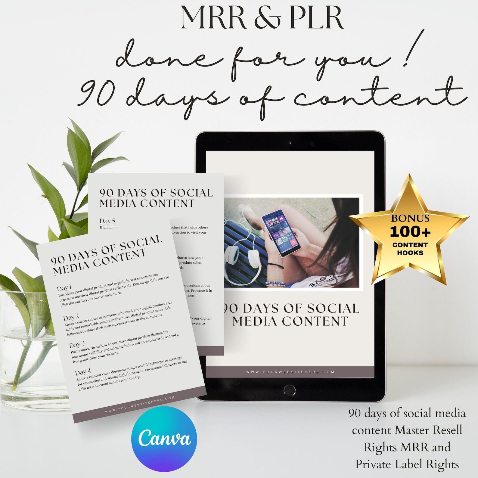 MRR 90 Days of Social Media Content , Done for You, Guide With Master ...