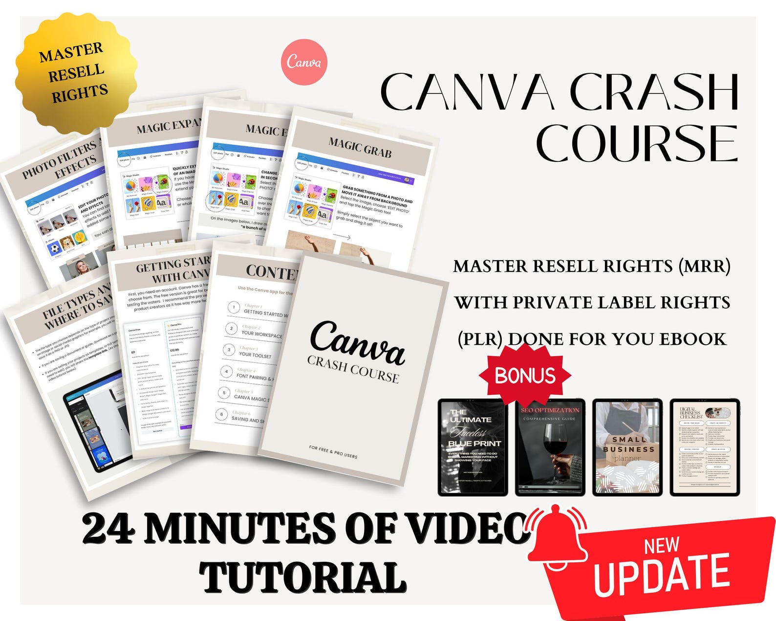 Canva Crash Course: PLR/MRR Digital Product Templates (PDF) - Etsy