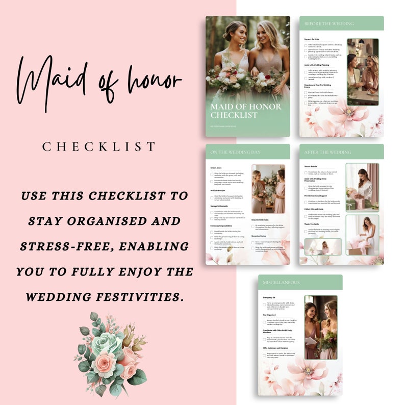 Maid of Honor Checklist Matron of Honor Wedding Checklist - Etsy
