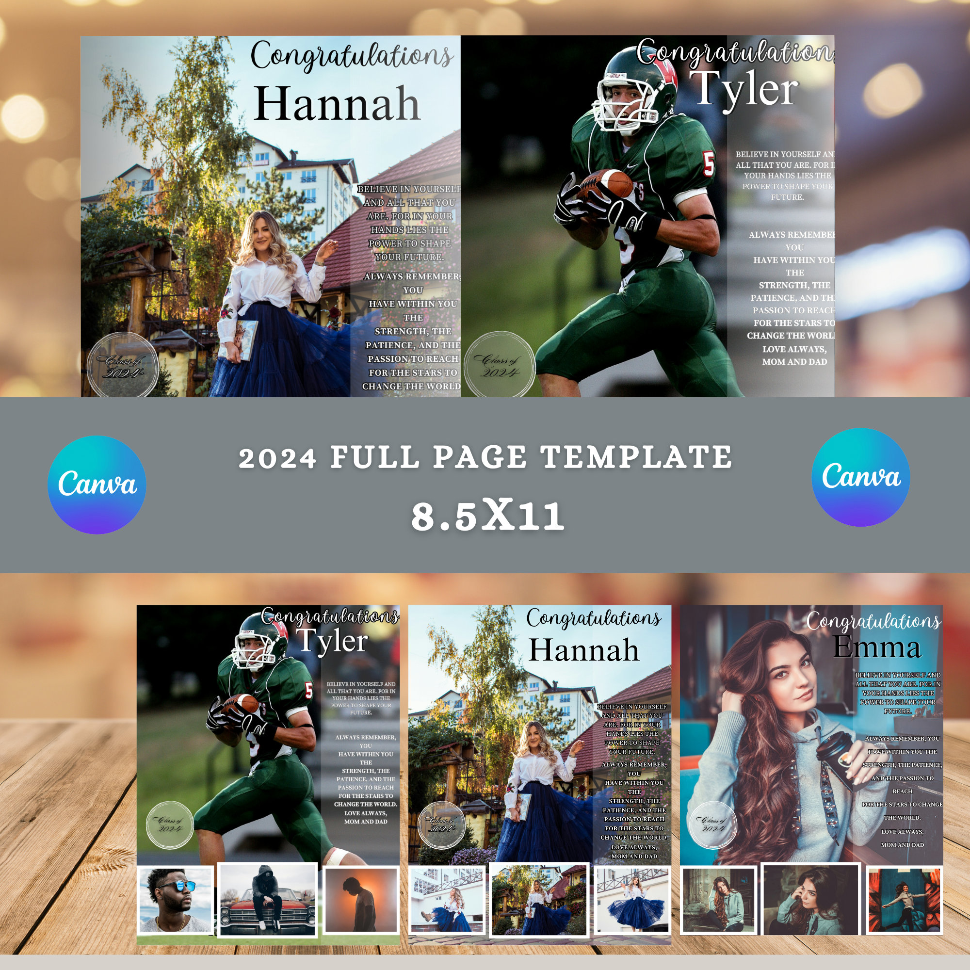 Senior Yearbook Ad Template: Minimalist Full Page (canva Edit) - Etsy